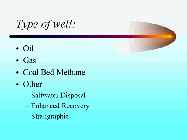 Type of well: